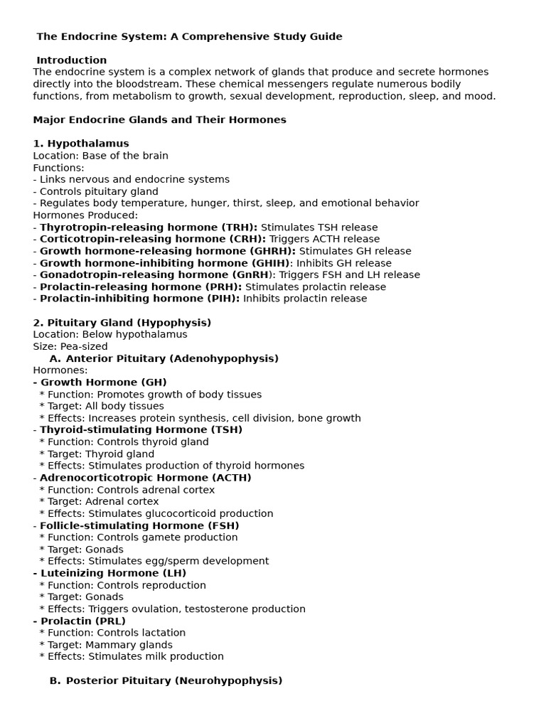 The Endocrine System FACT SHEET | PDF | Endocrine System | Adrenal Gland