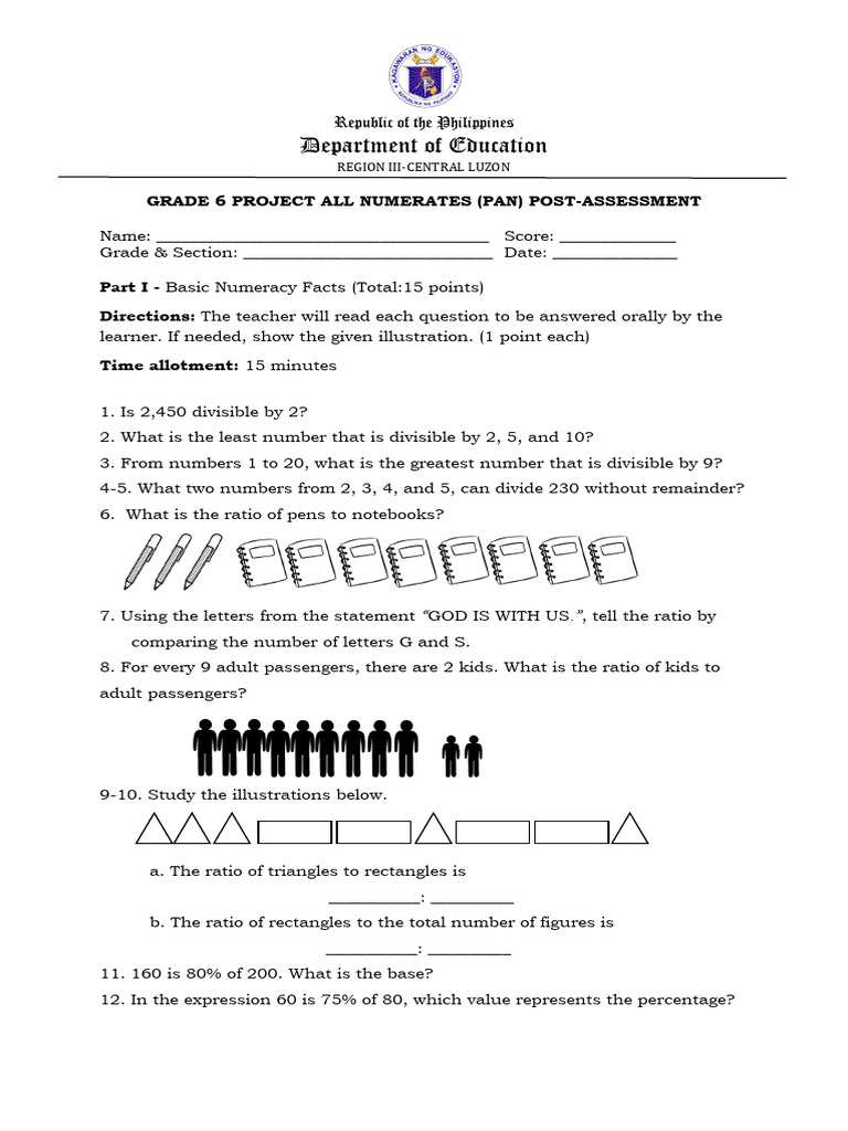 GRADE 6 PAN POST ASSESSMENT - Edited | PDF