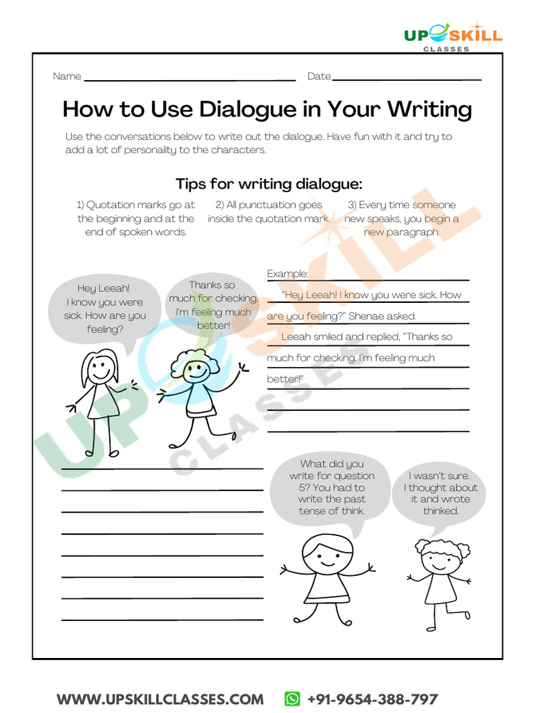 How To Use Dialogue in Your Writing - UpSkill Classes | PDF
