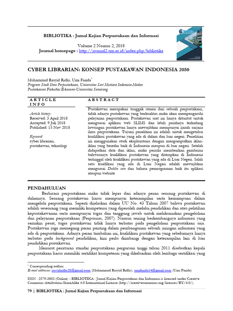 Cyber Librarian Konsep Pustakawan Indone | PDF