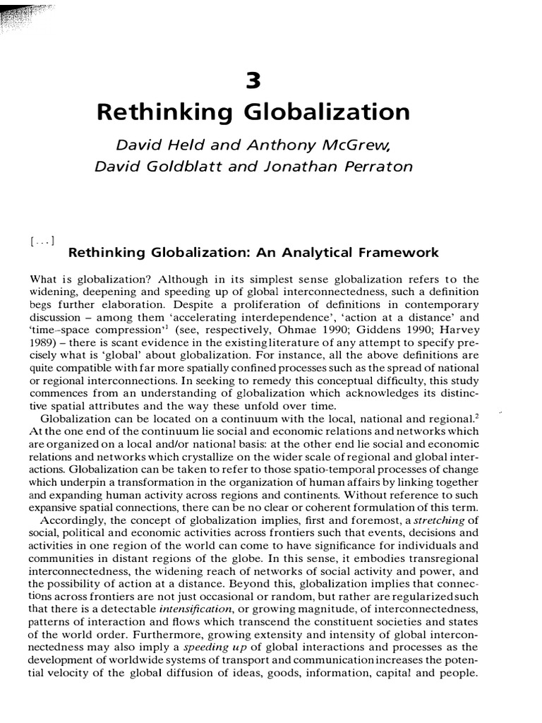 DAVID HELD - Rethinking Globalization | PDF | Globalization | Policy