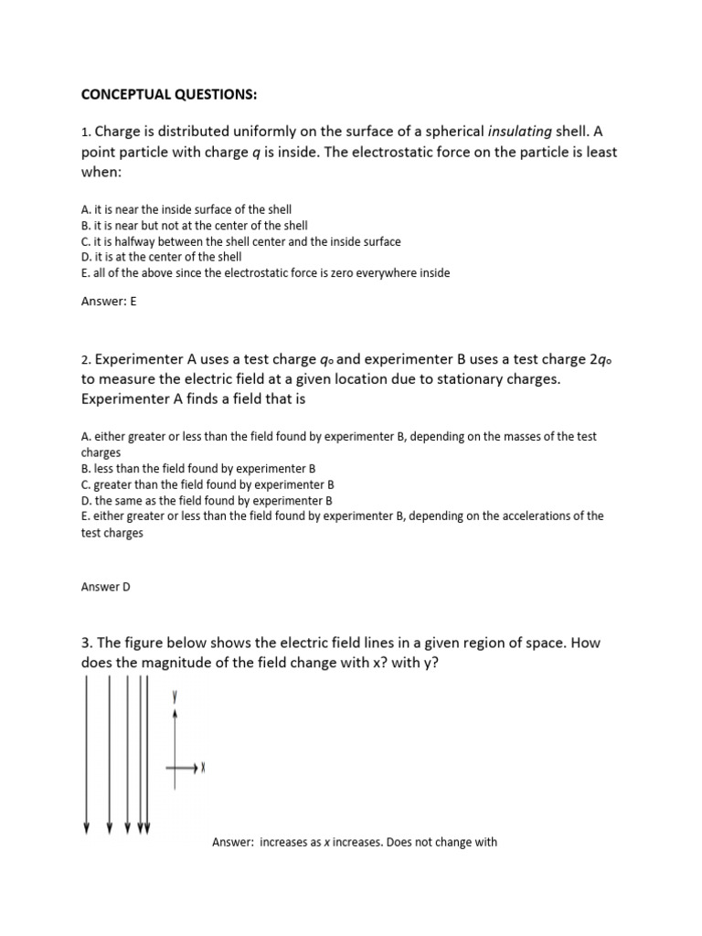 Electric Field Problems and Exercises | PDF | Electric Field | Electric ...