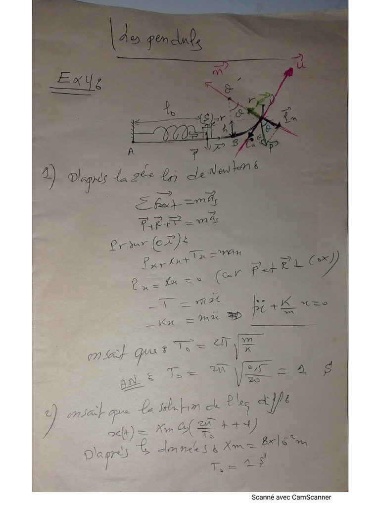 Correction Des Exercices 4 6 7 Série 1 Les Pendules Prof Othmane | PDF