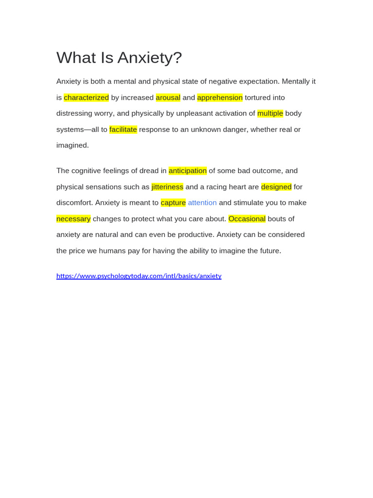What Is Anxiety | PDF