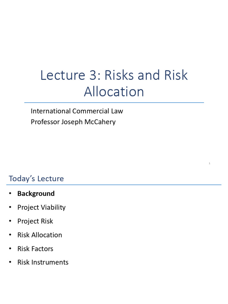 Lecture 3 Risk and Risk Allocation--2025 | PDF | Risk | Insurance