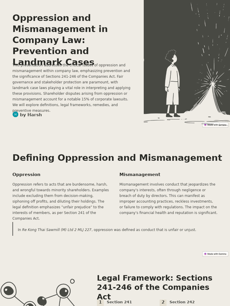 Oppression and Mismanagement in Company Law Prevention and Landmark ...