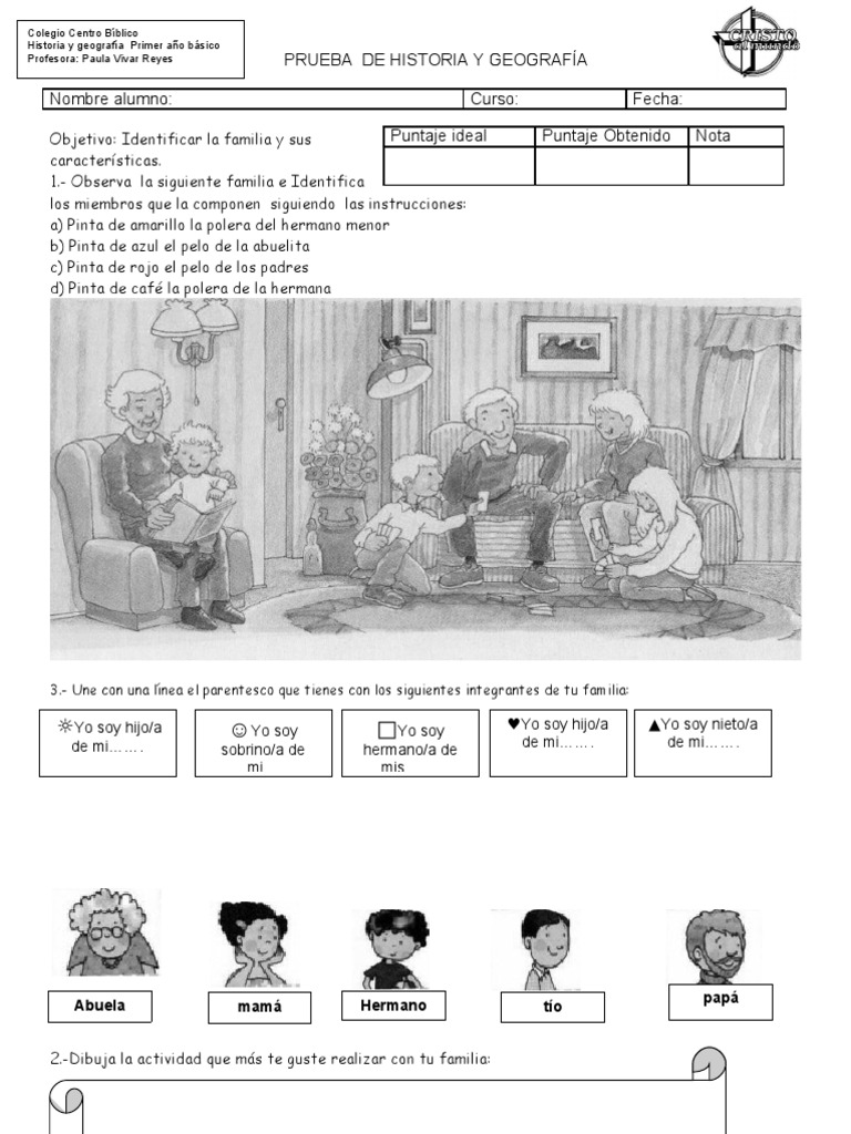 Actividades sobre la Familia para Primer Grado | PDF