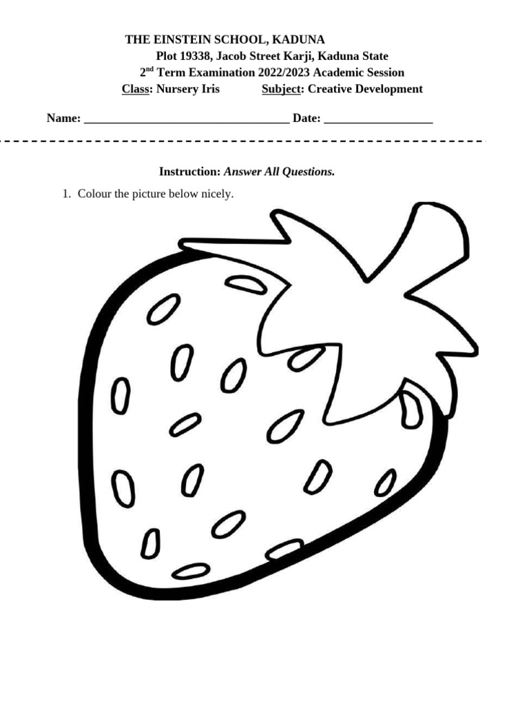 Nursery 2nd Term Drawing Exam Paper | PDF