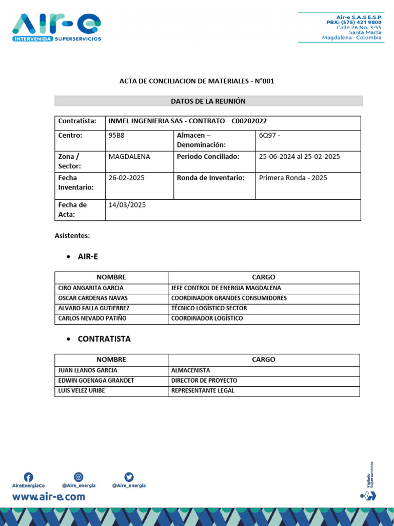 01 - Acta N°001 Conciliación Mat - 6Q97 - Inmel GC - 26-02-2025 | PDF