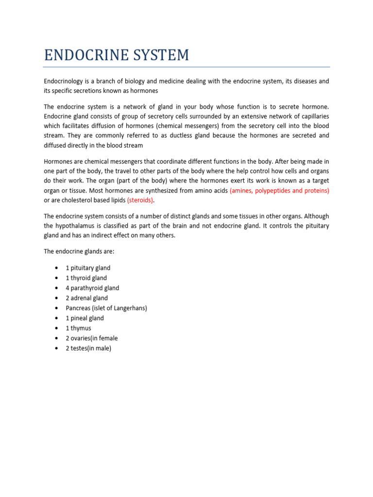 Intro To Edocrine System and Pituitary Gland | PDF | Pituitary Gland ...