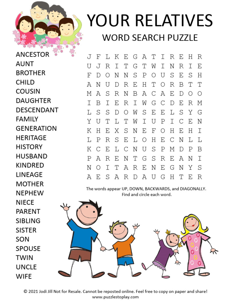 Family Members Word Search Puzzle | PDF