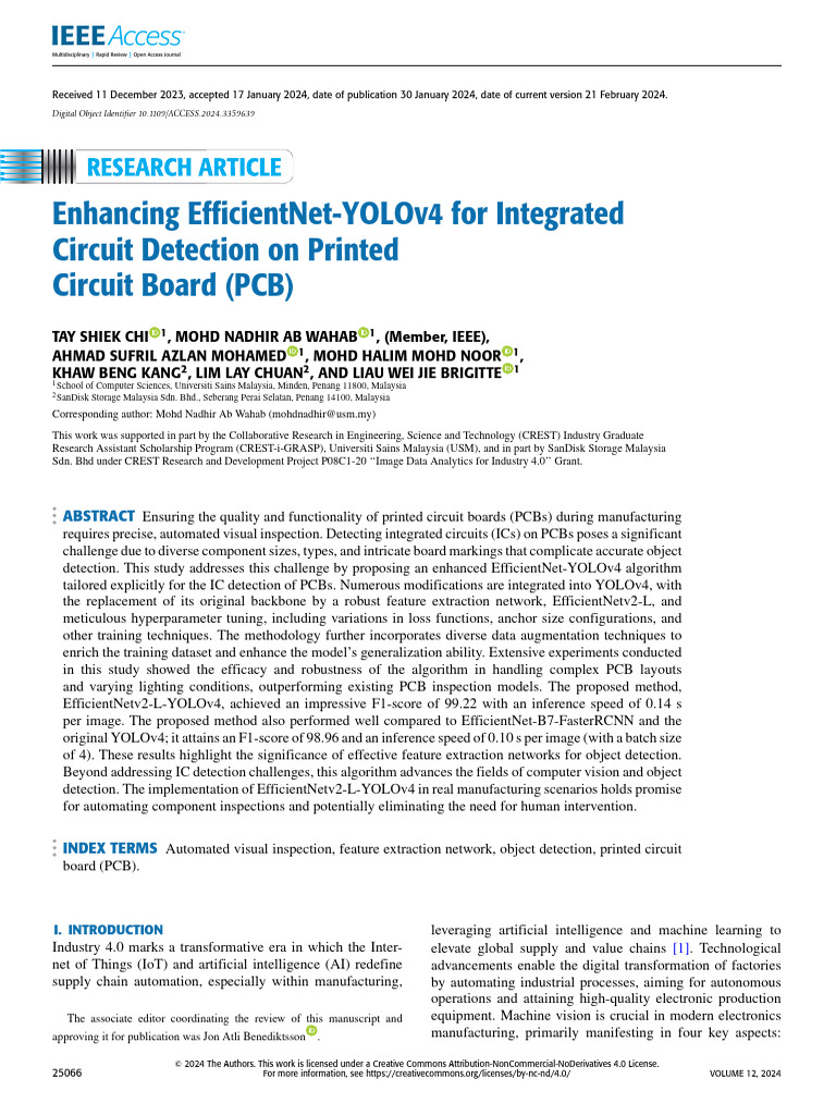 EfficientNet-YOLOv4 for IC Detection | PDF | Printed Circuit Board ...
