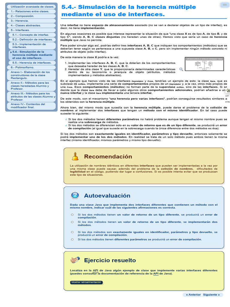 5.4. - Simulación de La Herencia Múltiple Mediante El Uso de Interfaces | PDF | Herencia ...