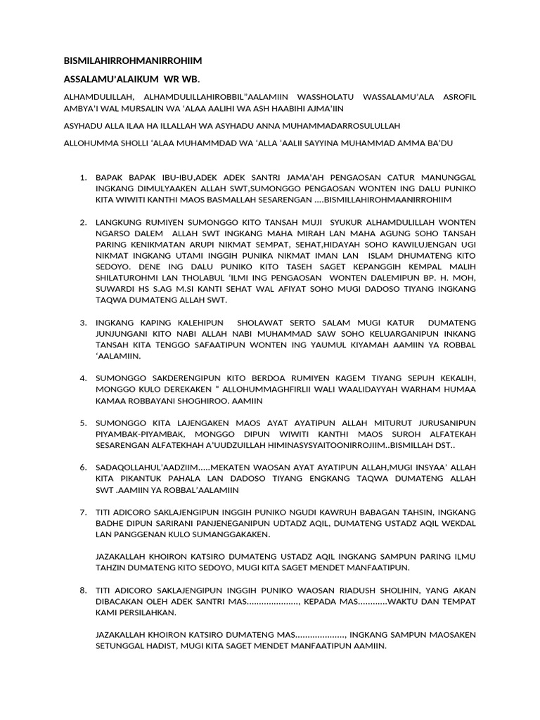 Teks MC Islam Jawi | PDF
