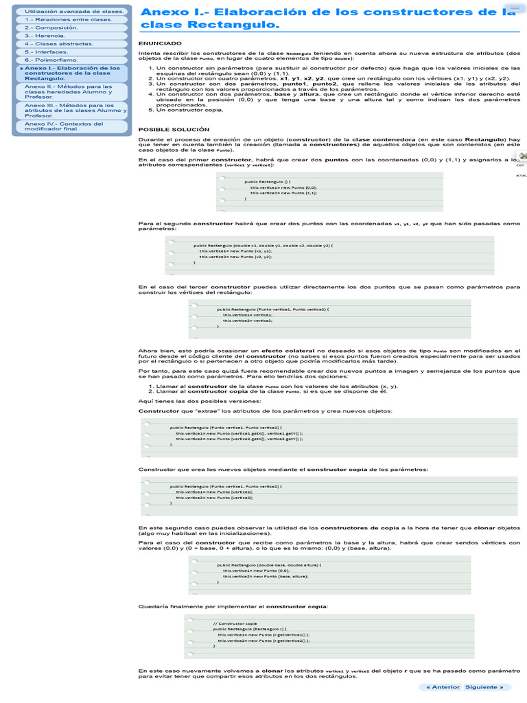 Anexo I. - Elaboración de Los Constructores de La Clase Rectangulo | PDF | Constructor ...