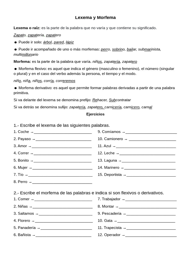 Lexemas y Morfemas | PDF | Relaciones sintácticas | Lingüística