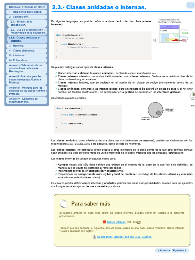 2.3. - Clases Anidadas o Internas | PDF | Herencia (Programación Orientada a Objetos ...