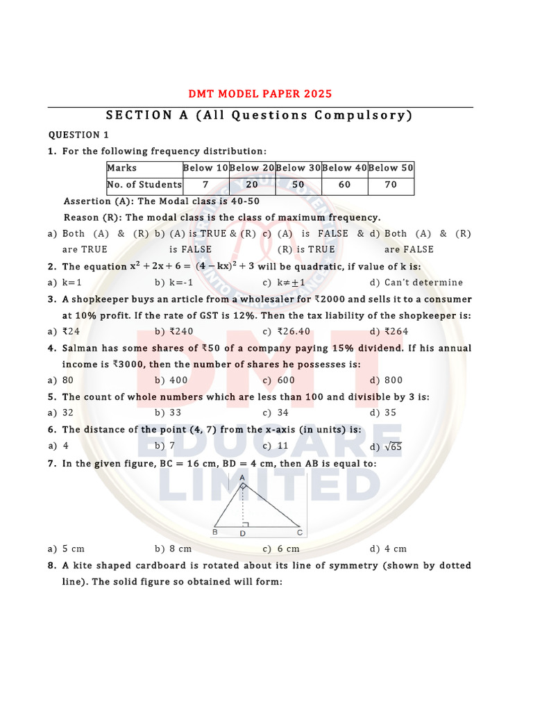 X STD ICSE Maths Worksheet | PDF | Triangle | Euclidean Plane Geometry