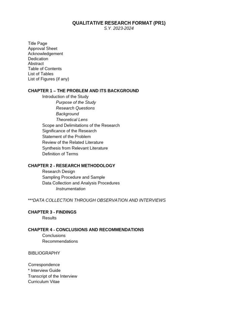 Qualitative Research Format | PDF