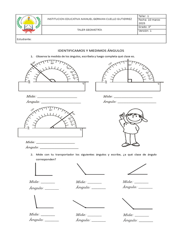 Ejercicios de Ángulos para Cuarto Grado | PDF | Geometría Elemental ...