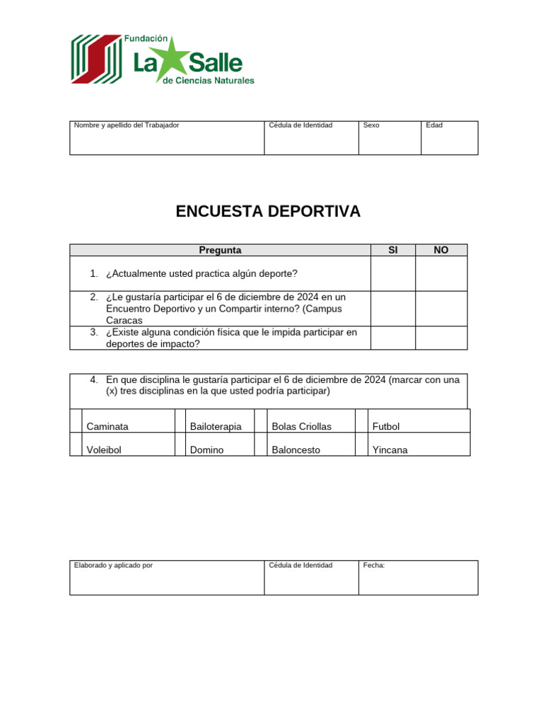 Encuesta Deportiva | PDF