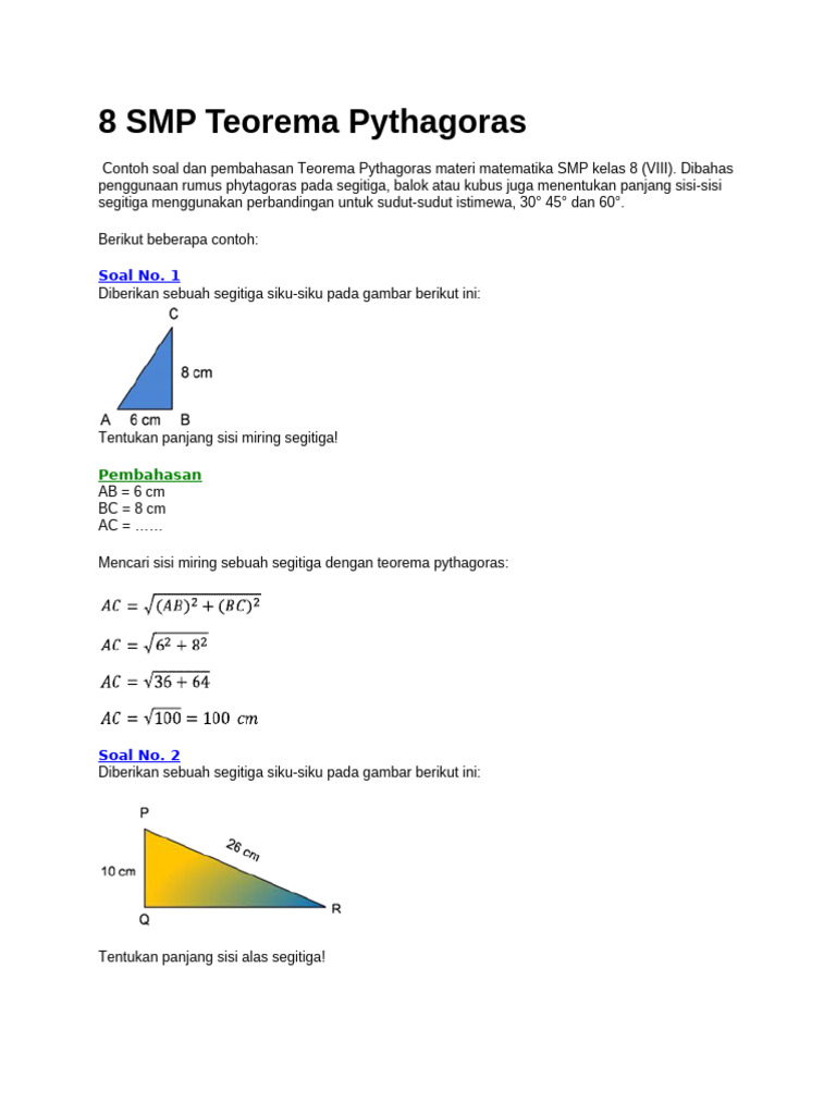 8 SMP Teorema Pythagoras | PDF