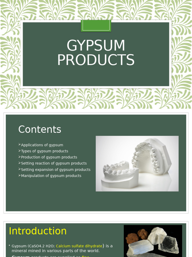 Gypsum Products: Types and Applications | PDF | Plaster | Gypsum