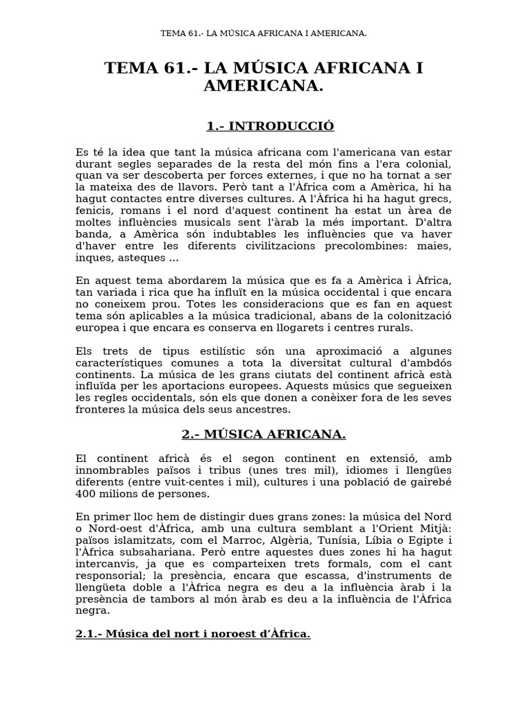 TEMA 61 Música Afroamericanaa | PDF