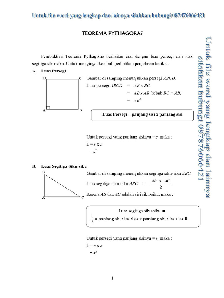 Teorema Pythagoras Kelas 8 - Page-0001 | PDF