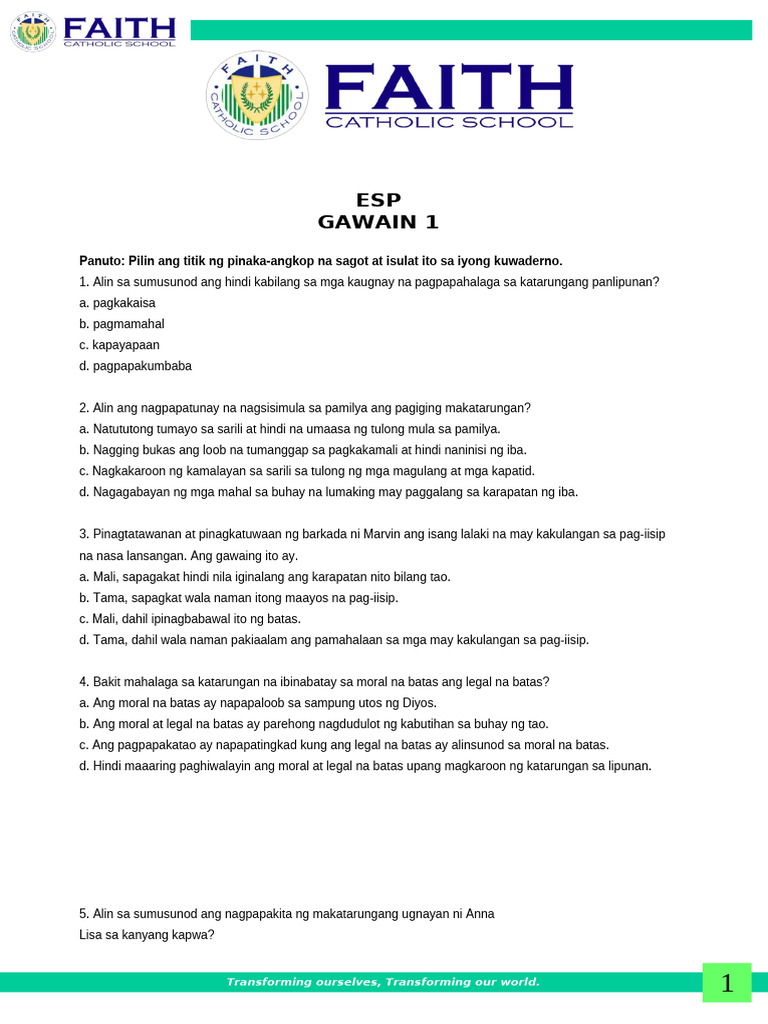 GAWAIN 1 3rd Q. | PDF