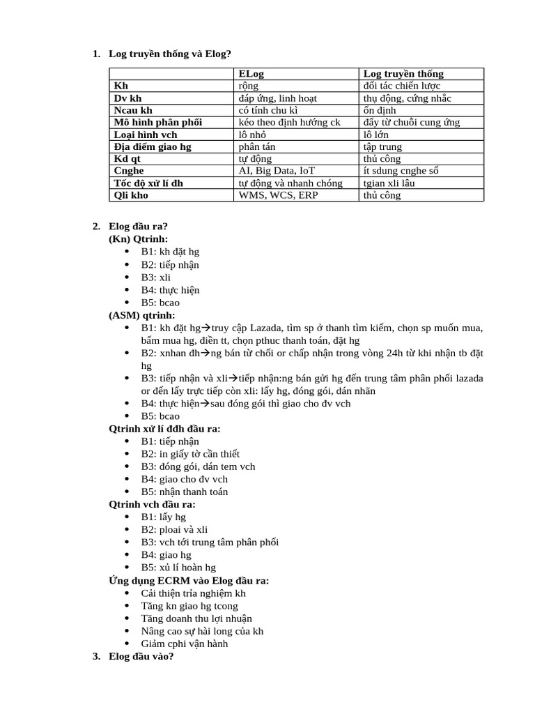 Log truyền thống và Elog | PDF