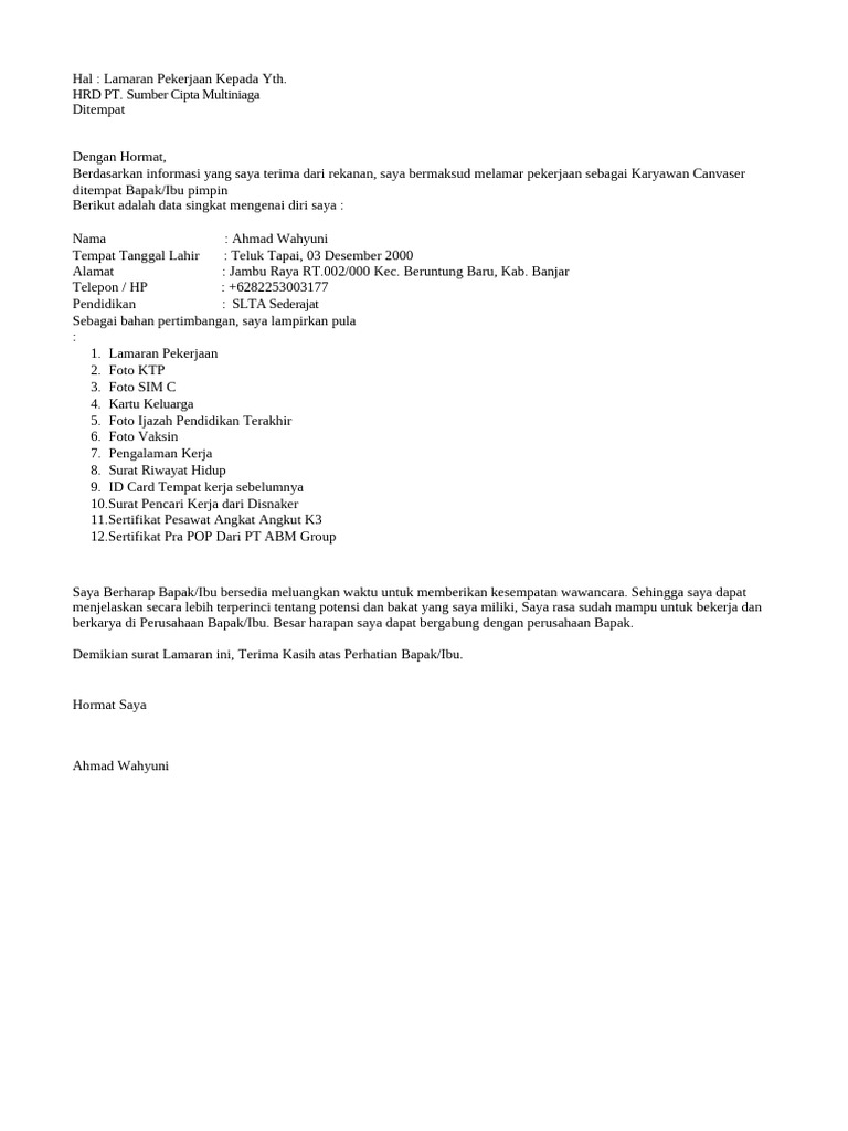 CV Ahmad Wahyuni 2025 | PDF