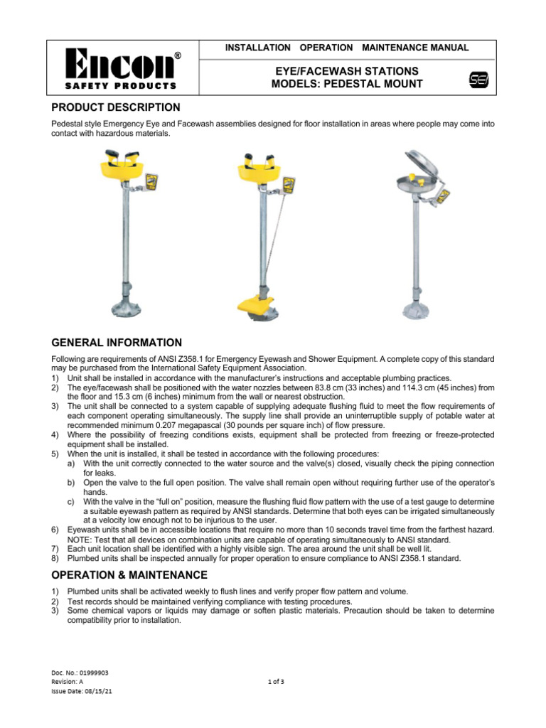 Emergency Eye/Facewash Station Manual | PDF | Valve | Pipe (Fluid ...