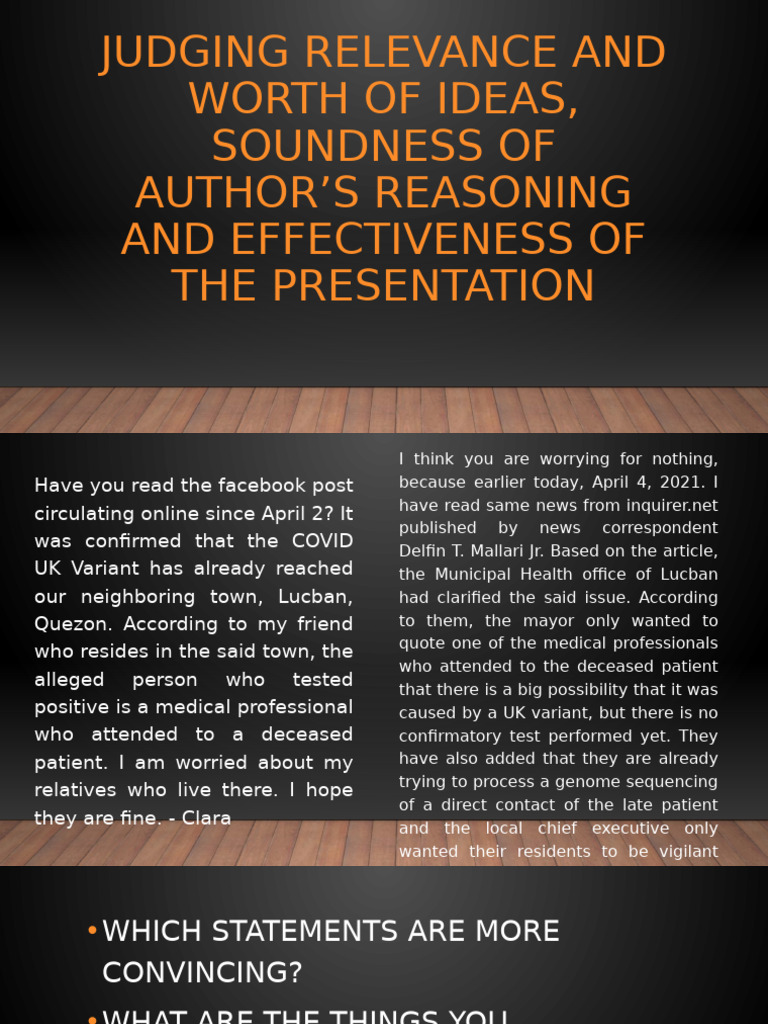 Judging Relevance and Worth of Ideas, Soundness | PDF | Argument | Fallacy