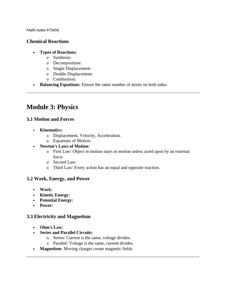 Science Notes: Chemistry, Physics, Earth Science | PDF