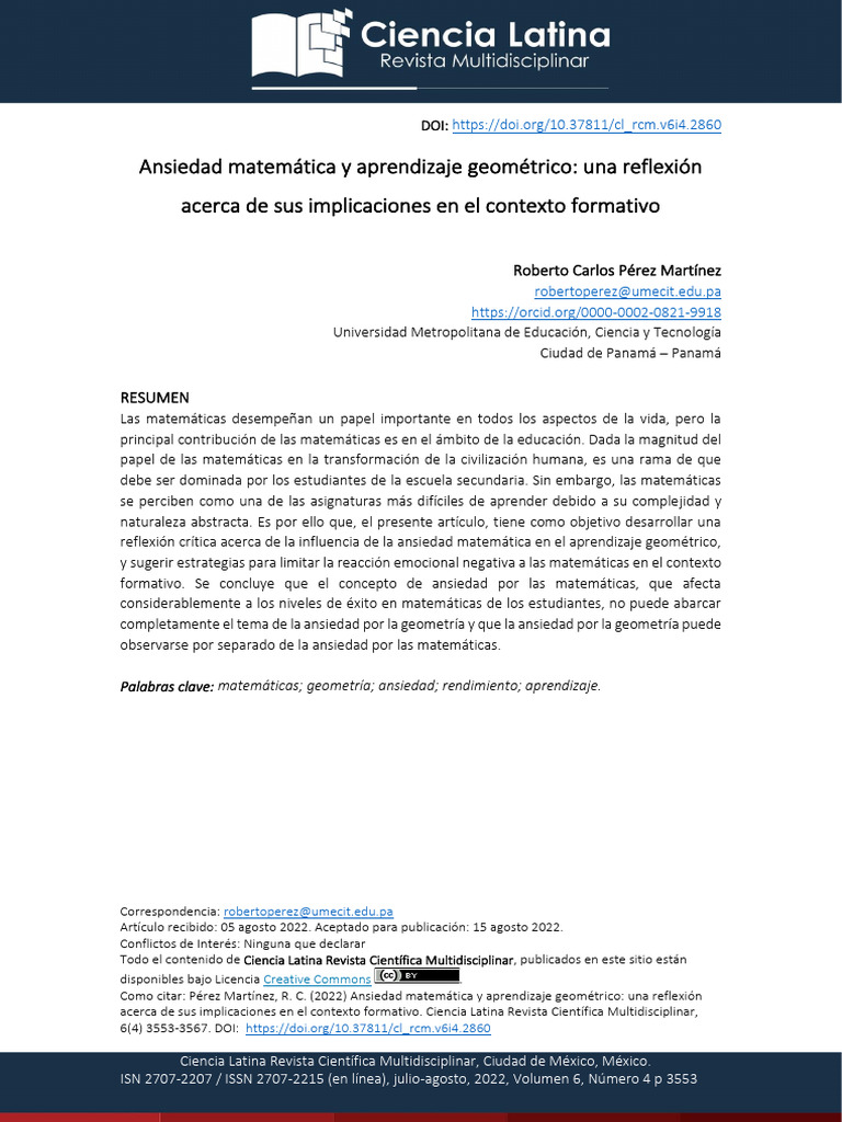 Ansiedad matemática y aprendizaje geométrico | PDF | Las emociones ...