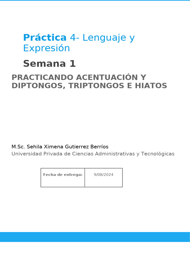 Practica Acentuación, Diptongos e Hiatos | PDF | Hora