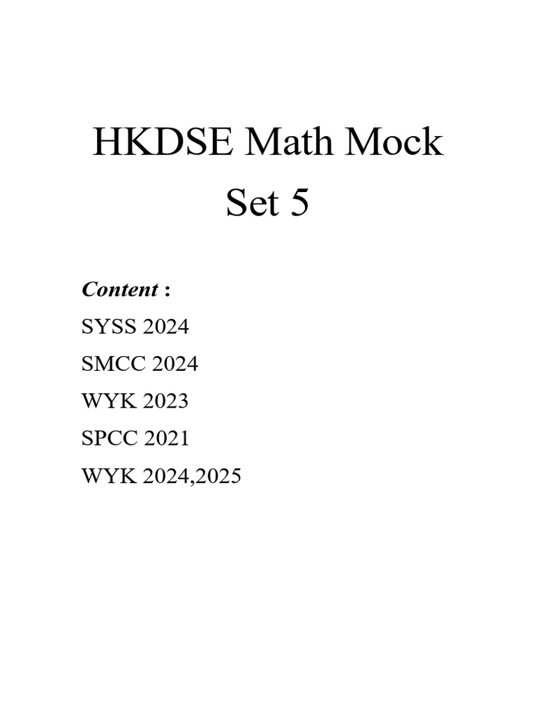 HKDSE Math Mock Set 5: Content | PDF | Mathematics | Geometric Shapes