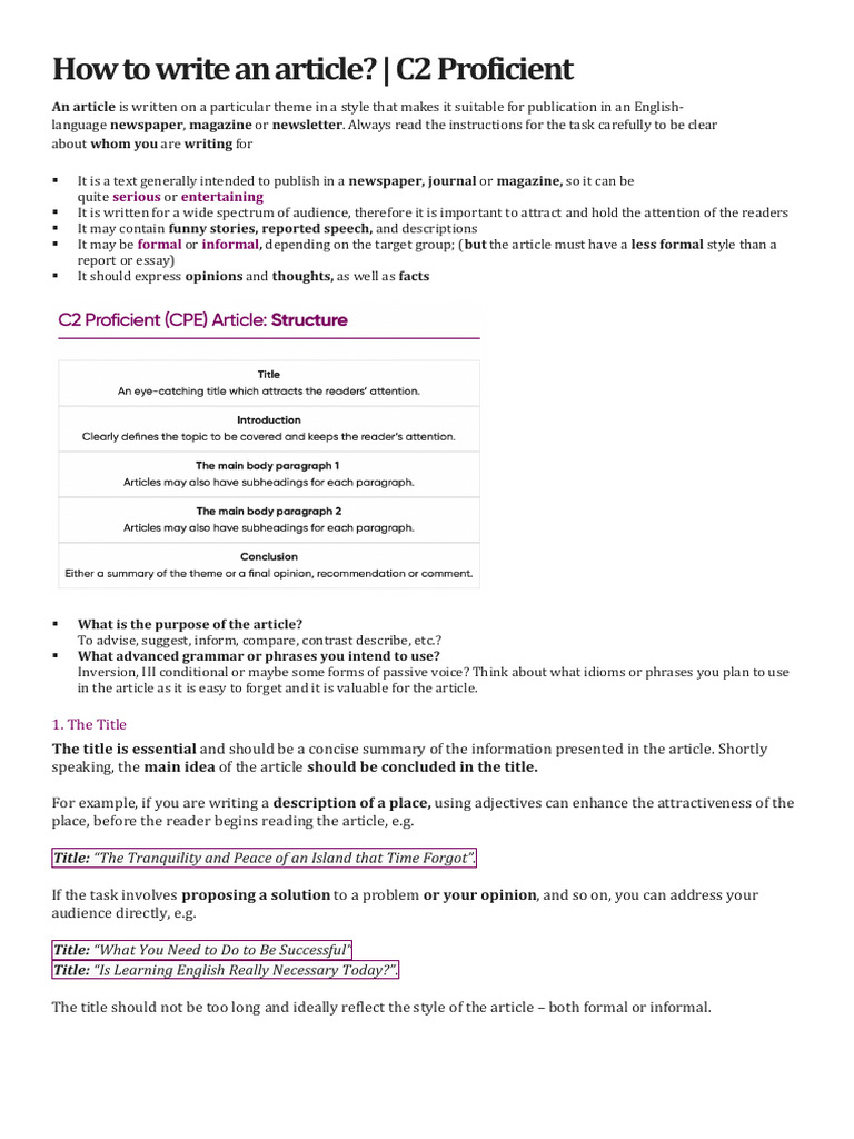 Writing Articles and Reviews Guide | PDF | English Language | Madam