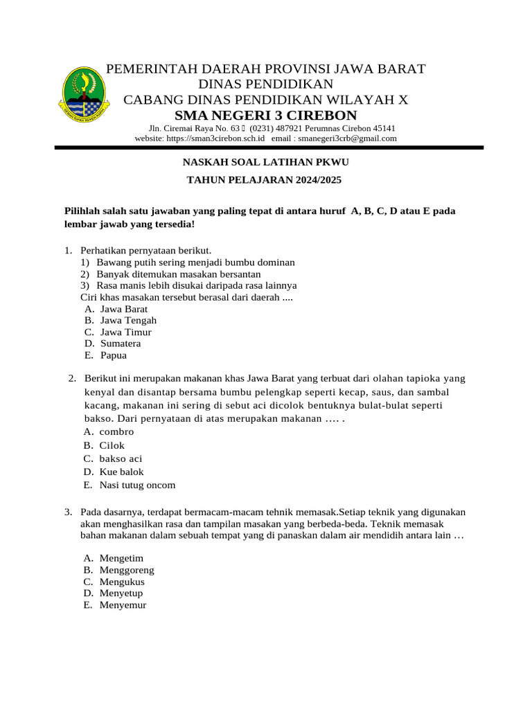 NASKAH SOAL LATIHAN PKWU XII-1 | PDF