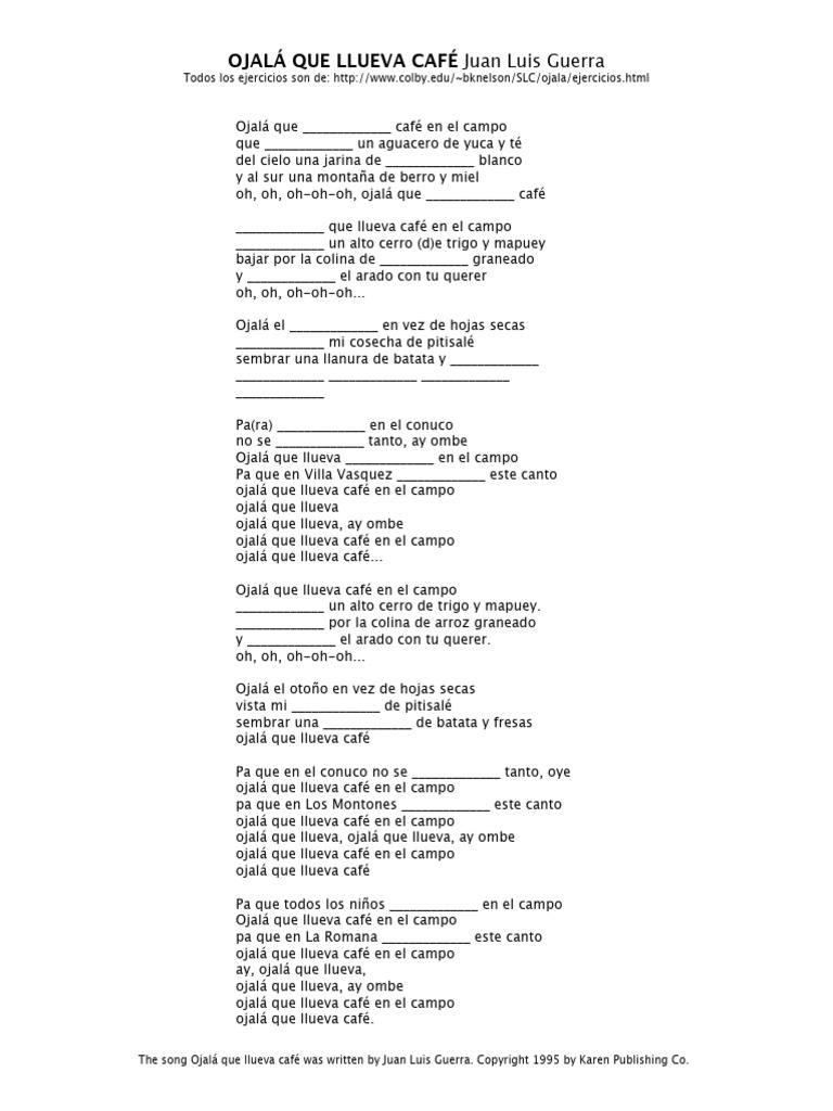 Ojalá Que Llueva Cafe | PDF