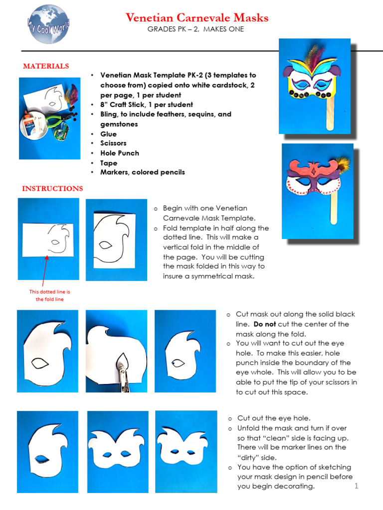 Venetian Mask Craft for Kids PK-2 | PDF