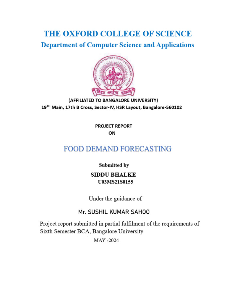 Sidhu's Project Synopsis | PDF | Forecasting | Machine Learning