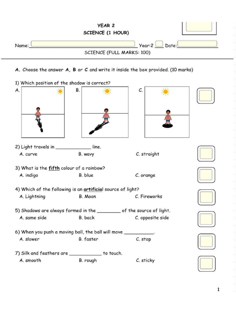 Year 2 Science Full Test | PDF