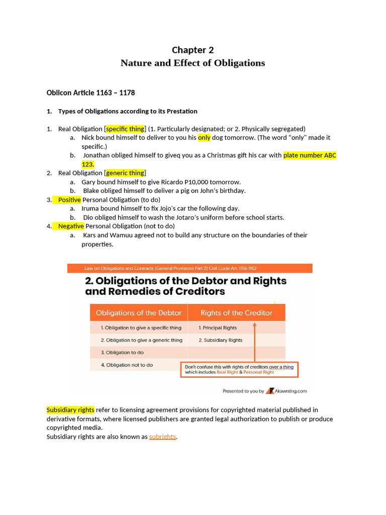 Types and Effects of Legal Obligations | PDF | Legal Liability | Burden ...