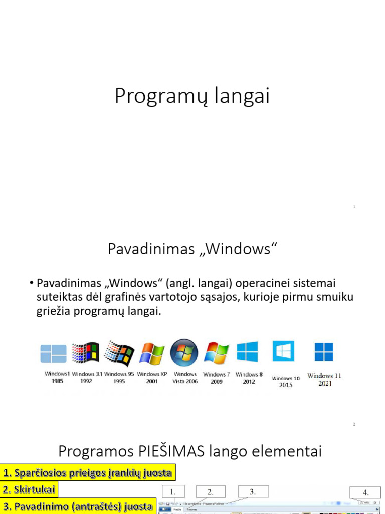 Programos Lango Dalys | PDF
