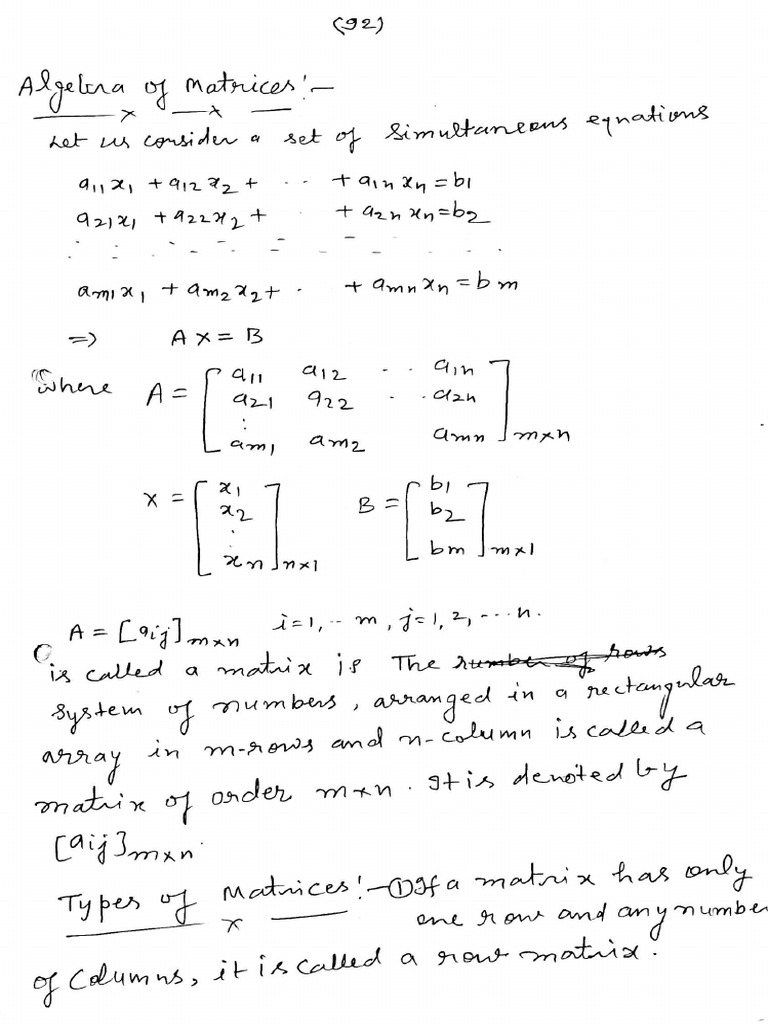 Matrices Notes | PDF