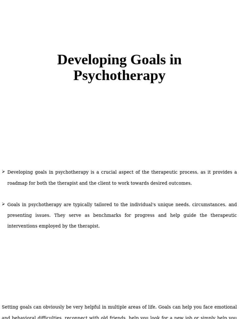 Goal Setting in Counseling and Therapy | PDF | Psychotherapy | Goal Setting