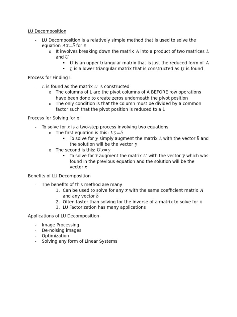 LU Decomposition | PDF