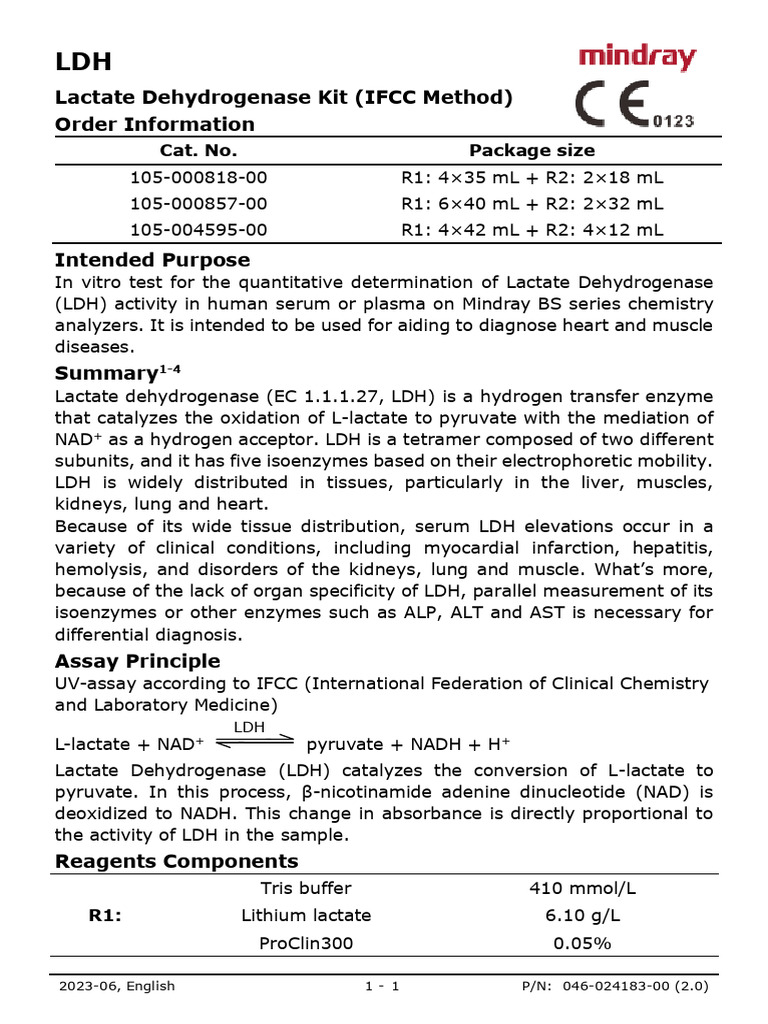 H-046-024183-00 LDH | PDF | Lactate Dehydrogenase | Biochemistry